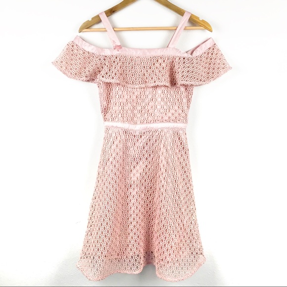 Bardot | Dresses | Bardot Junior Blush Pink Mesh Cold Shoulde | Poshmark